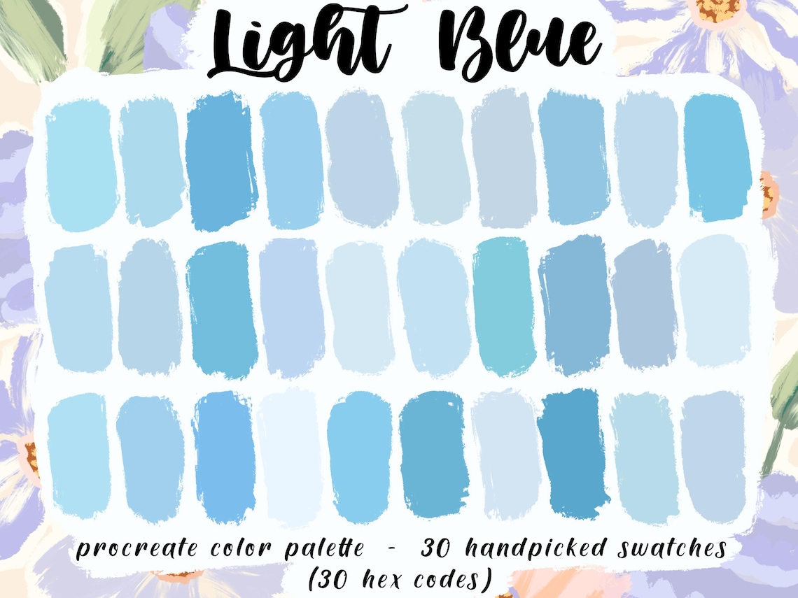 Light Blue - Procreate Palette, 30 Pastel Color Swatches, Digital ...