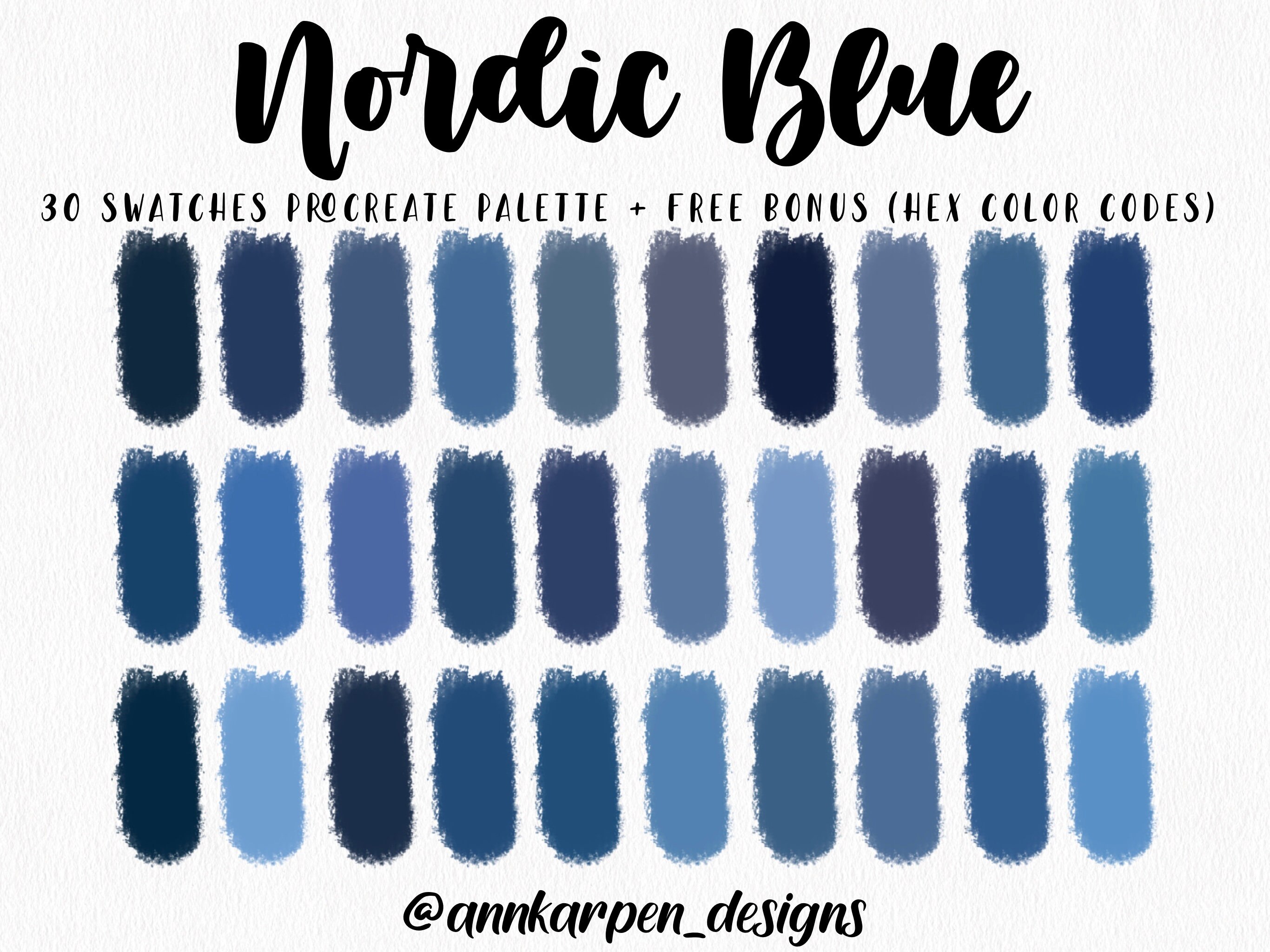 French Blue Procreate Palette 30 HEX Color Codes Instant Digital