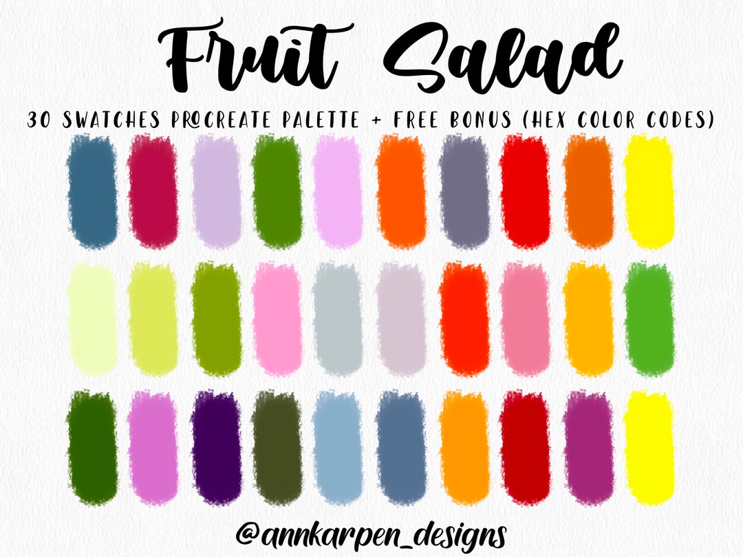 Fruit Salad Procreate Palette: 30 Bright Color Swatches (digital ...