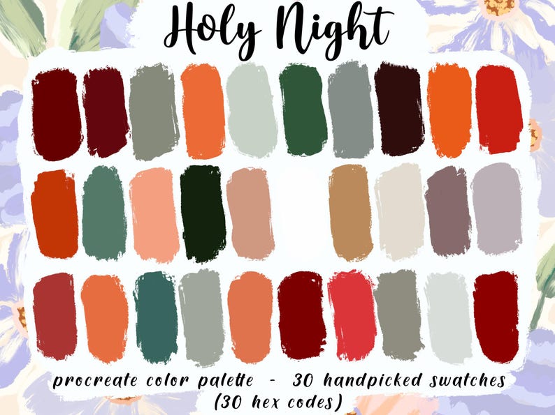 Holy Night Procreate Palette, 30 HEX Handpicked Colors, Instant Digital ...
