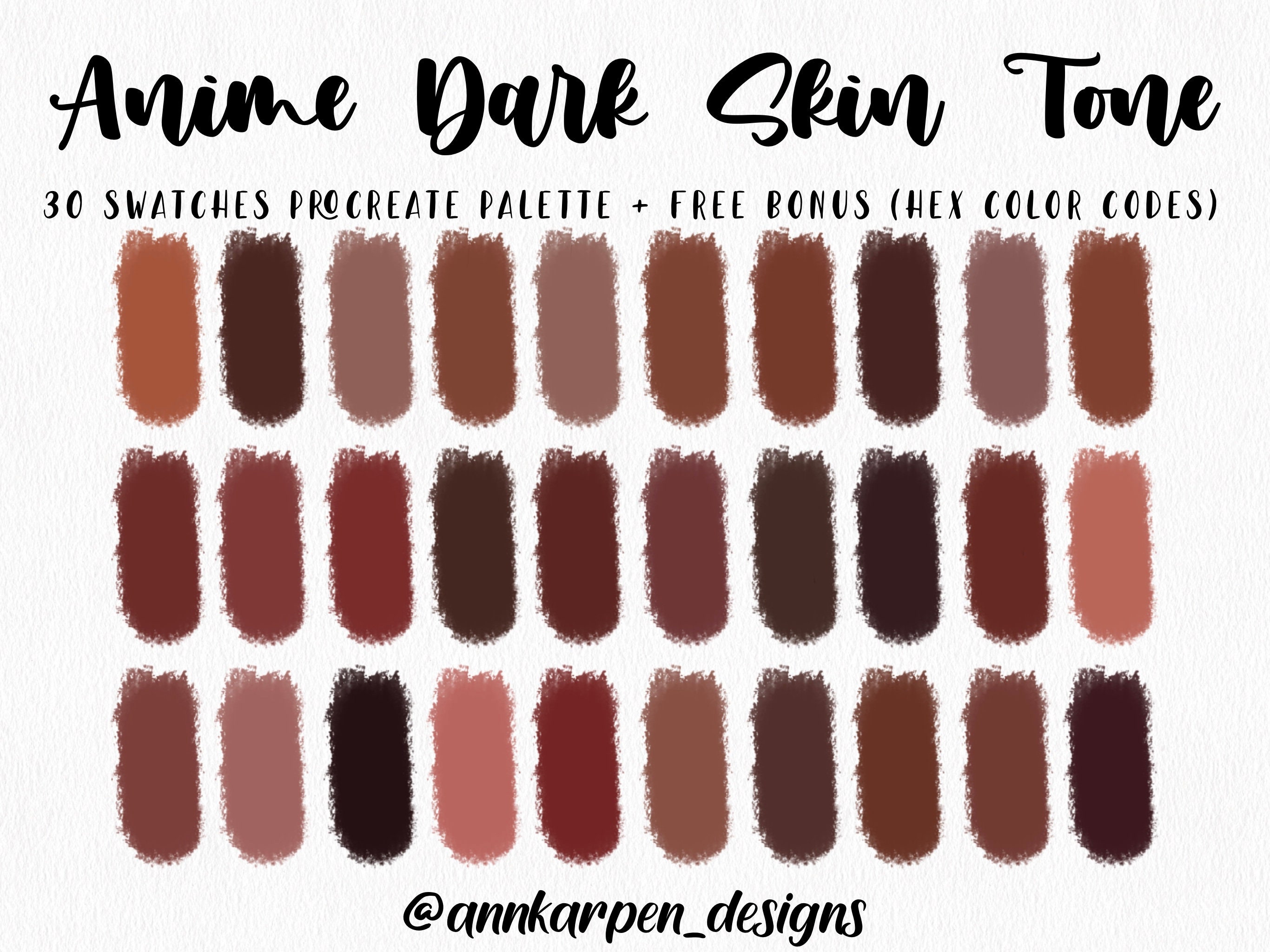 Anime Skin Tone Procreate Palette 30 HEX Color Codes Instant Digital Anime Skin Tone Procreate Palette 30 HEX Color Codes Instant Digital