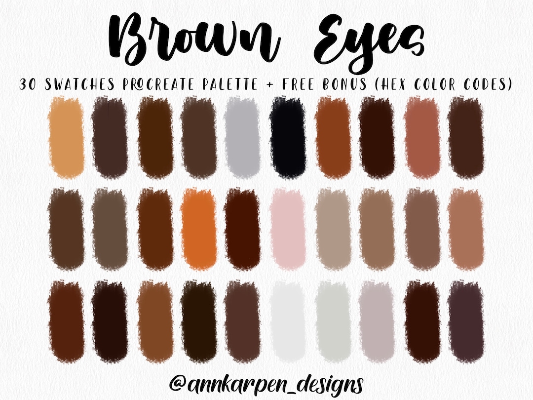Brown Eyes Procreate Palette, 30 HEX Color Codes, Instant Digital ...