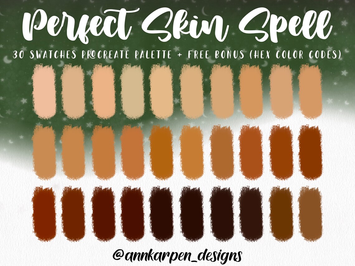 Perfect Skin Spell Procreate Palette 30 HEX Color Codes | Etsy