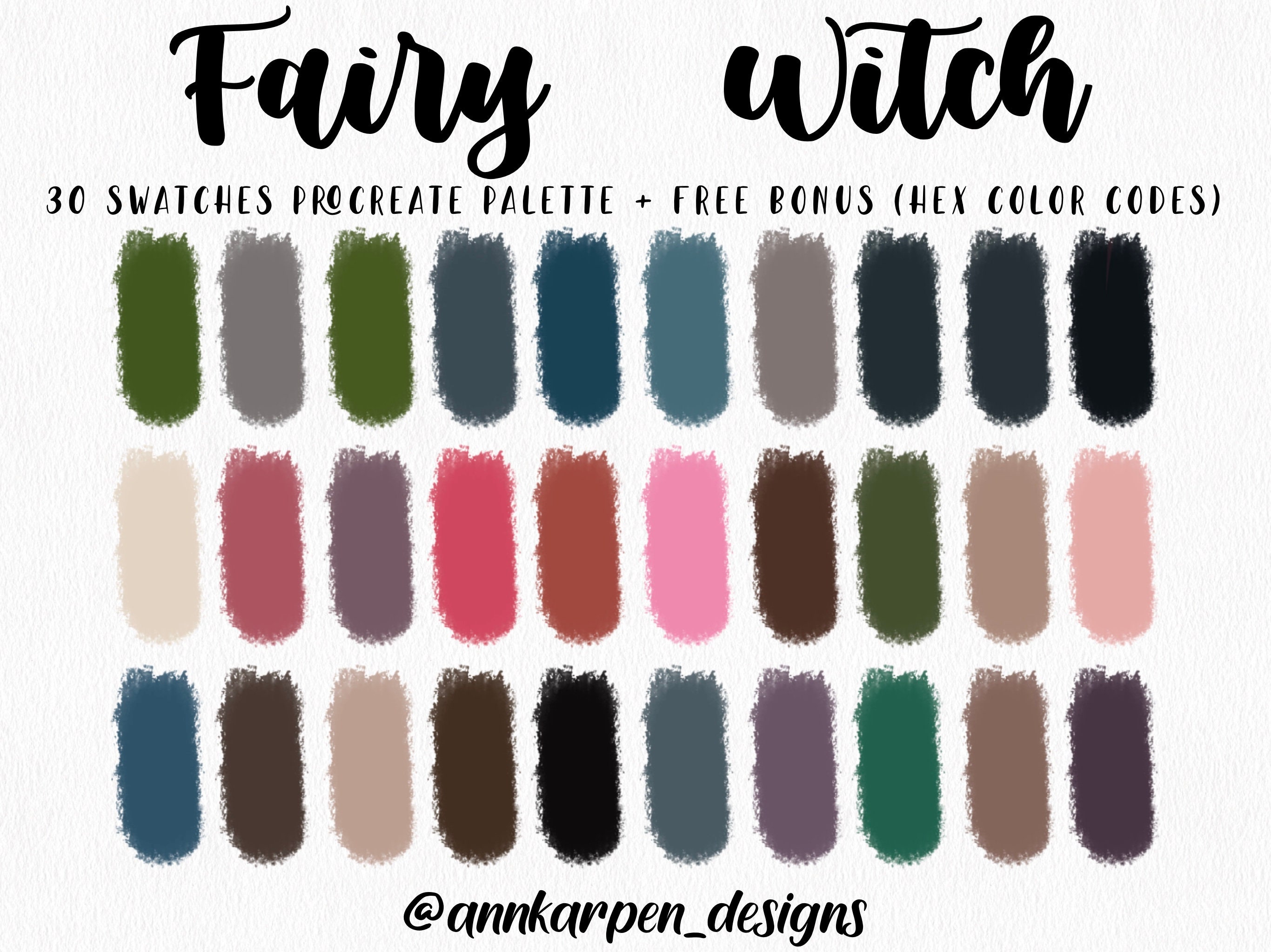Fairy Witch Procreate Palette 30 HEX Color Codes Instant - Etsy