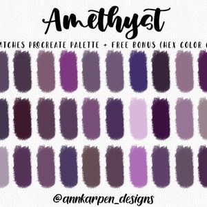 Amethyst Procreate Palette, 30 HEX Color Codes, Instant Digital ...