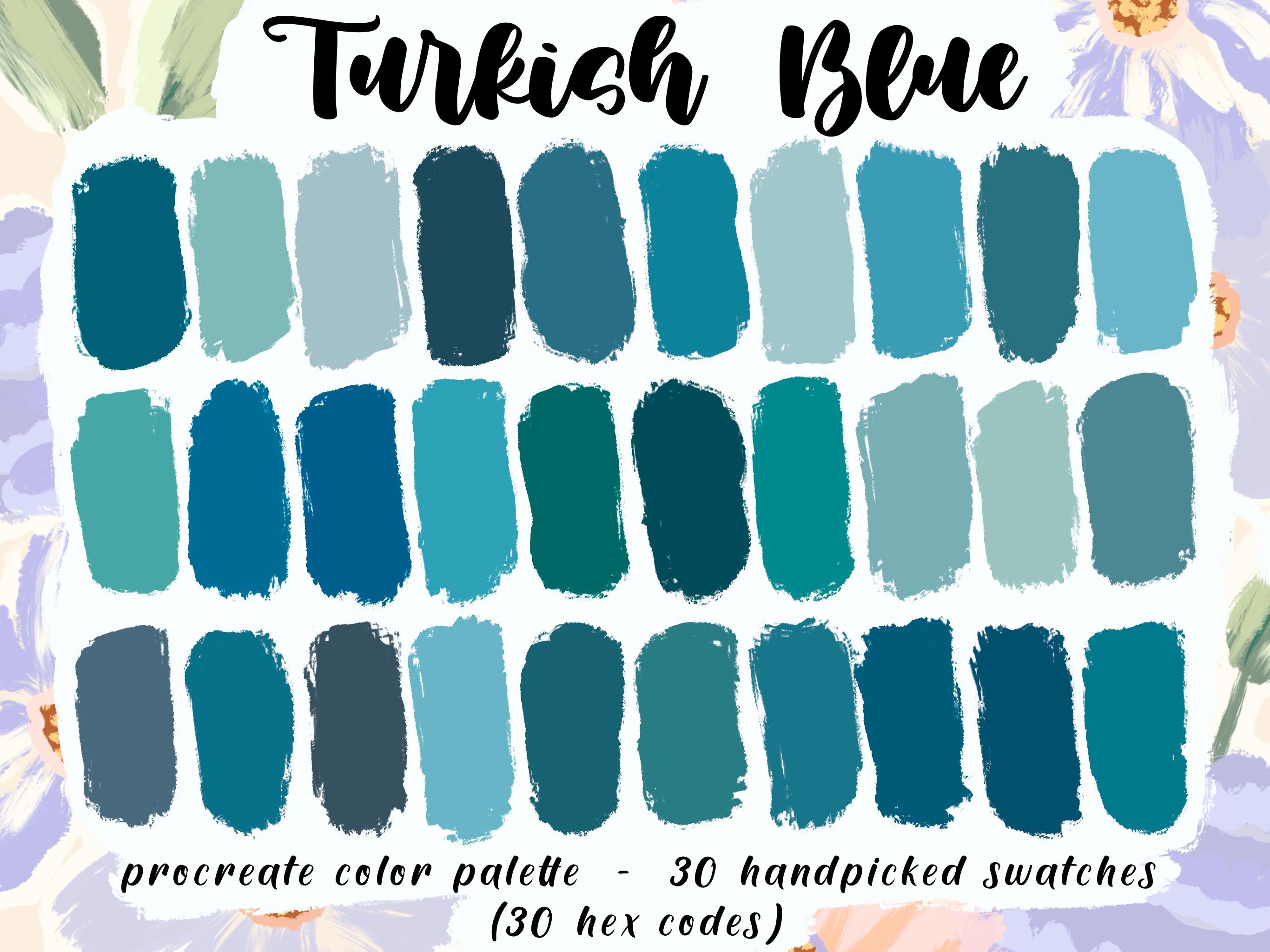 Turkish Blue - Procreate Palette, 30 HEX Codes, Instant Download, iPad ...