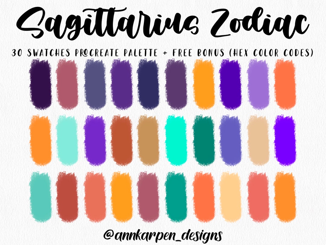Sagittarius Zodiac Procreate Palette: 30 Retro Color Swatches (digital ...