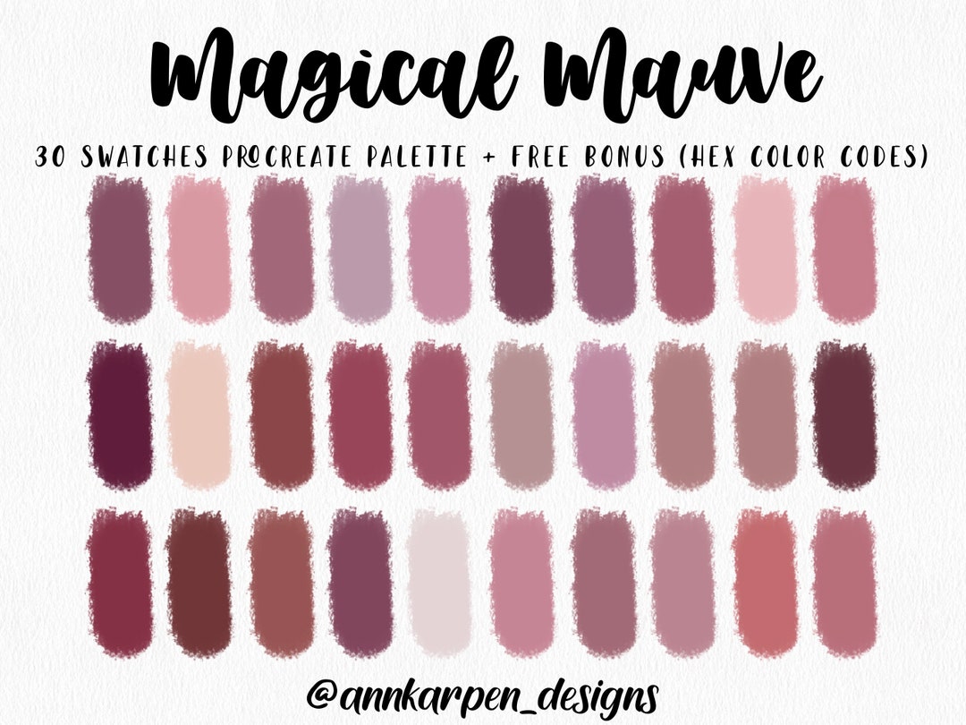 Magical Mauve Procreate Palette, 30 HEX Color Codes, Instant Digital ...