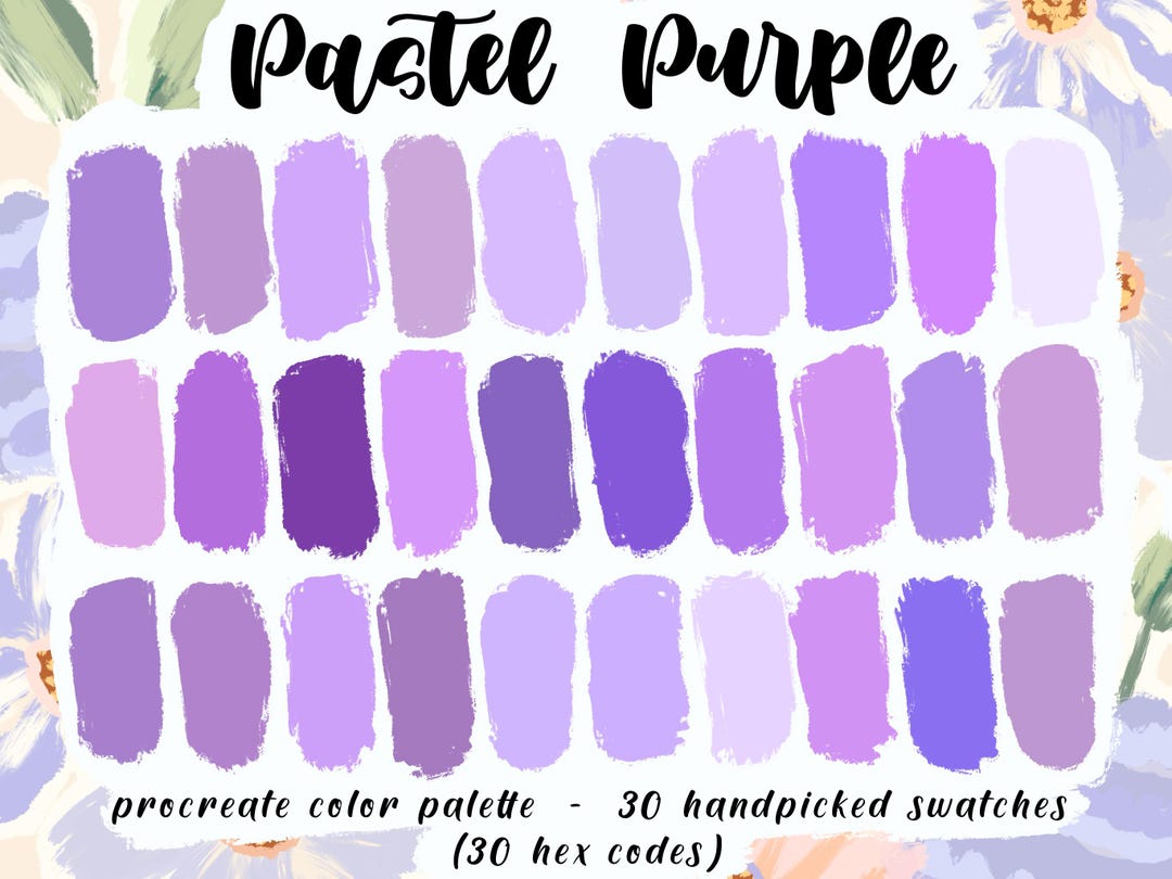 Pastel Purple - Procreate Palette, 30 HEX Codes, Instant Download, Good ...