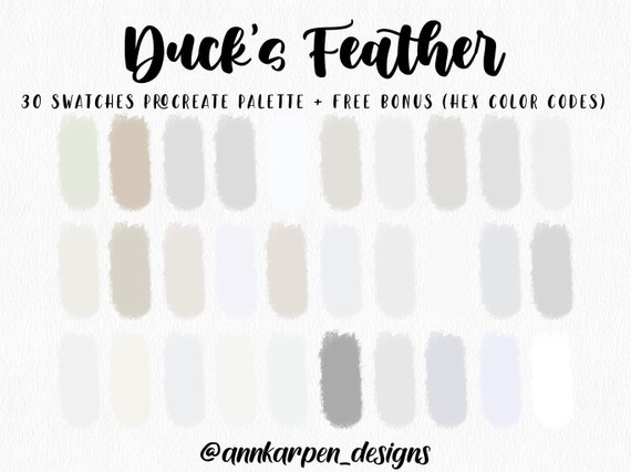 Duck's Feather Procreate Palette 30 HEX Color Codes Nude - Etsy Australia