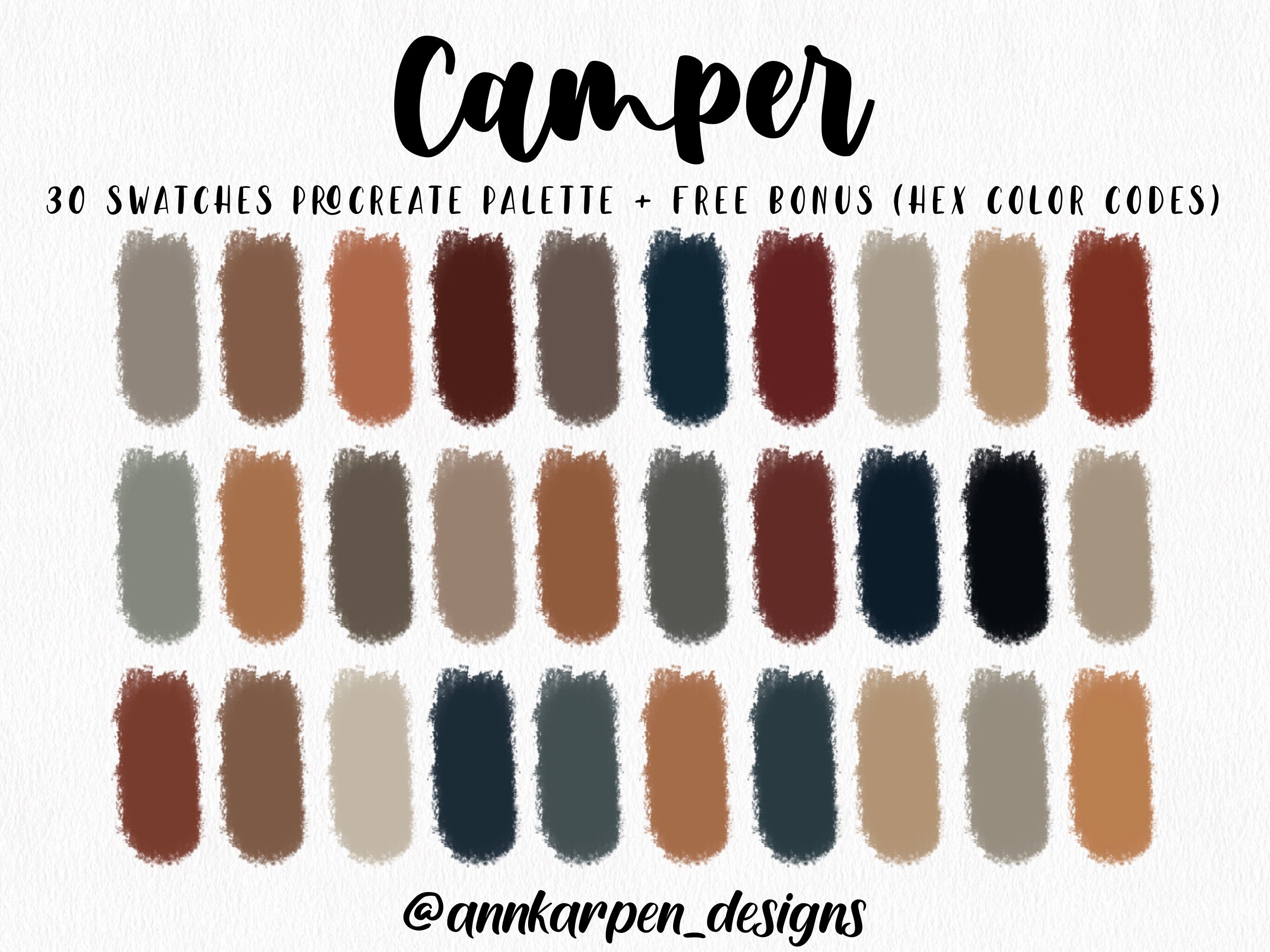 Camper Procreate Palette, 30 Handpicked Colors, Instant Digital ...