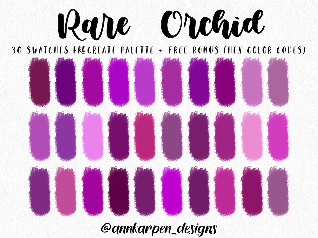 Rare Orchid Procreate Palette 30 HEX Color Codes, Instant Digital ...