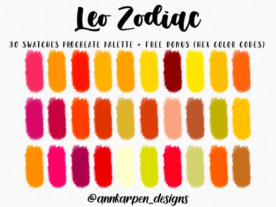 Leo Zodiac Procreate Palette 30 HEX Color Codes Instant - Etsy
