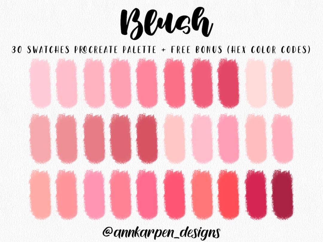 Blush Procreate Palette, 30 HEX Color Codes, iPad Pro Illustration ...