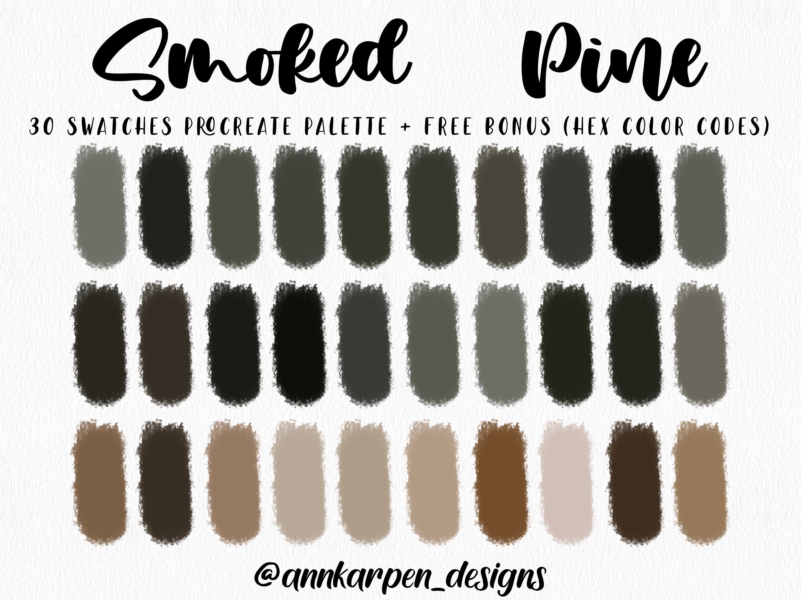 Smoked Pine Procreate Palette 30 HEX Color Codes Instant - Etsy