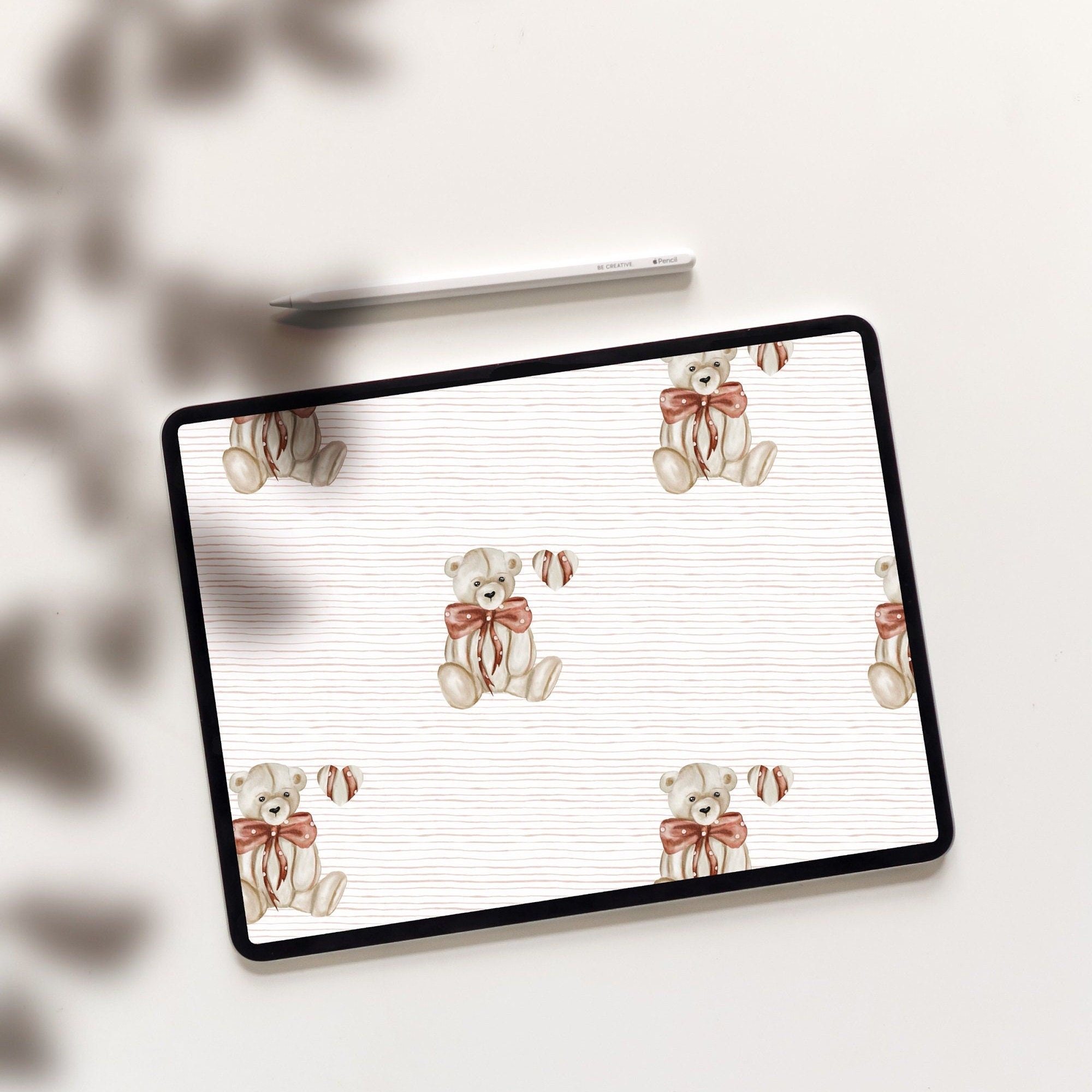 Teddy Bear Seamless Pattern, Watercolor Digital Paper, Vintage ...