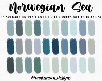 Green Rainforest Procreate Palette, 30 HEX Color Codes, Instant Digital ...