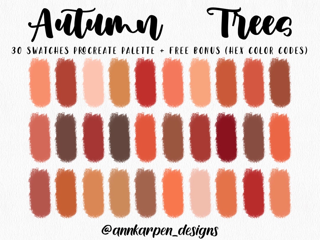 Autumn Trees Procreate Palette, 30 Handpicked Colors, Instant Digital ...