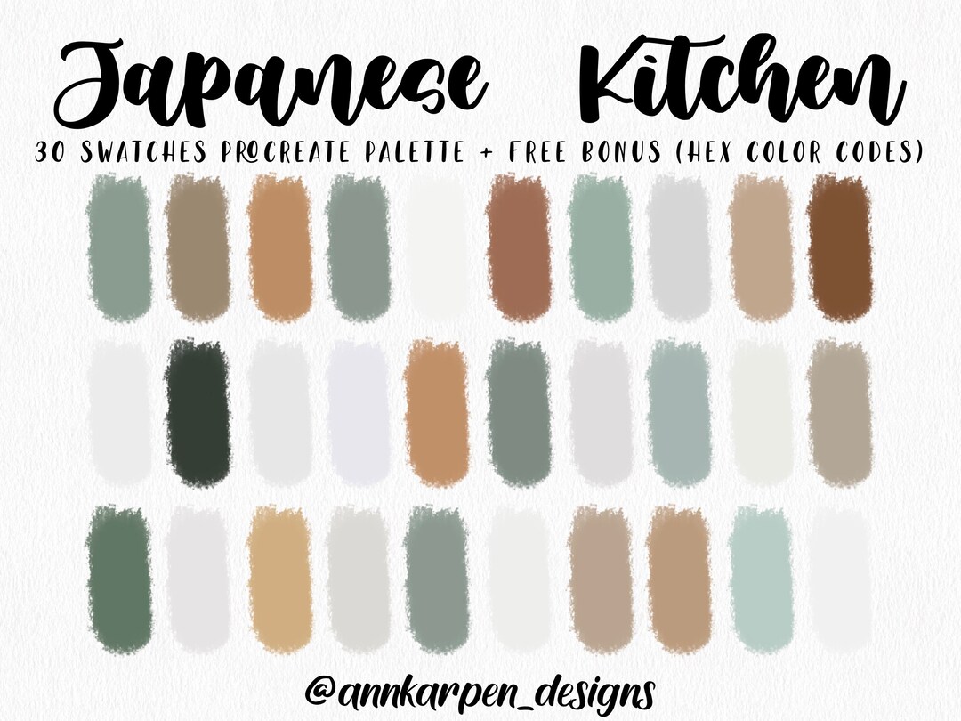 Japanese Kitchen Procreate Palette, 30 HEX Color Codes, Instant Digital ...