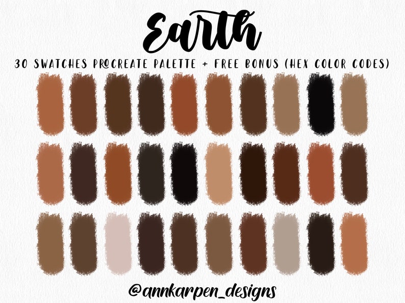 Earth Procreate Palette, 30 HEX Handpicked Colors, Instant Digital ...