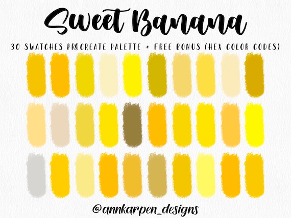 Sweet Banana Procreate Palette 30 HEX Color Codes Instant - Etsy