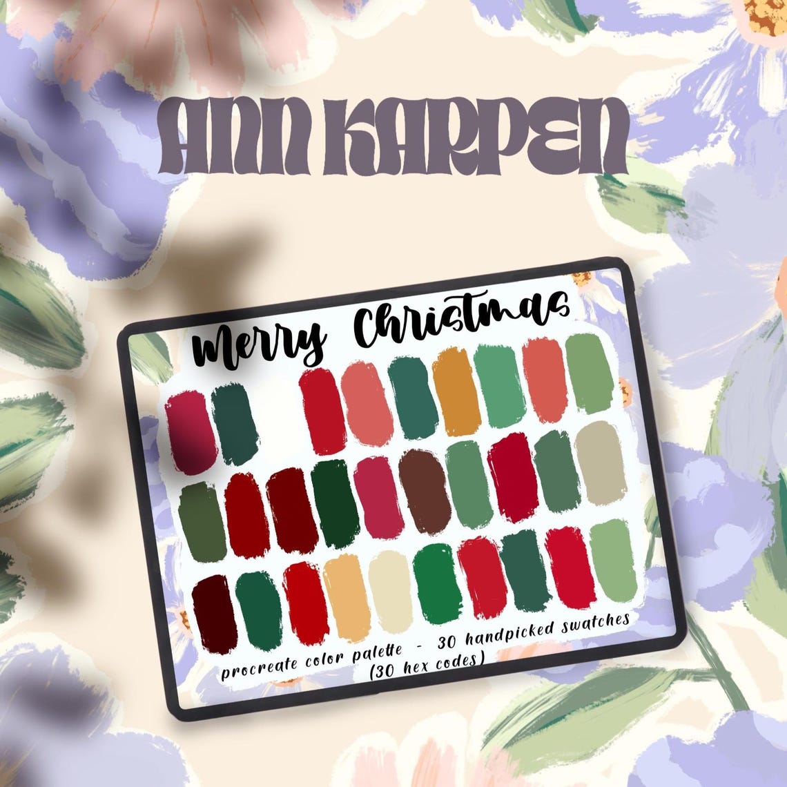 Merry Christmas - Procreate Palette, 30 Holiday Color Swatches, Digital ...