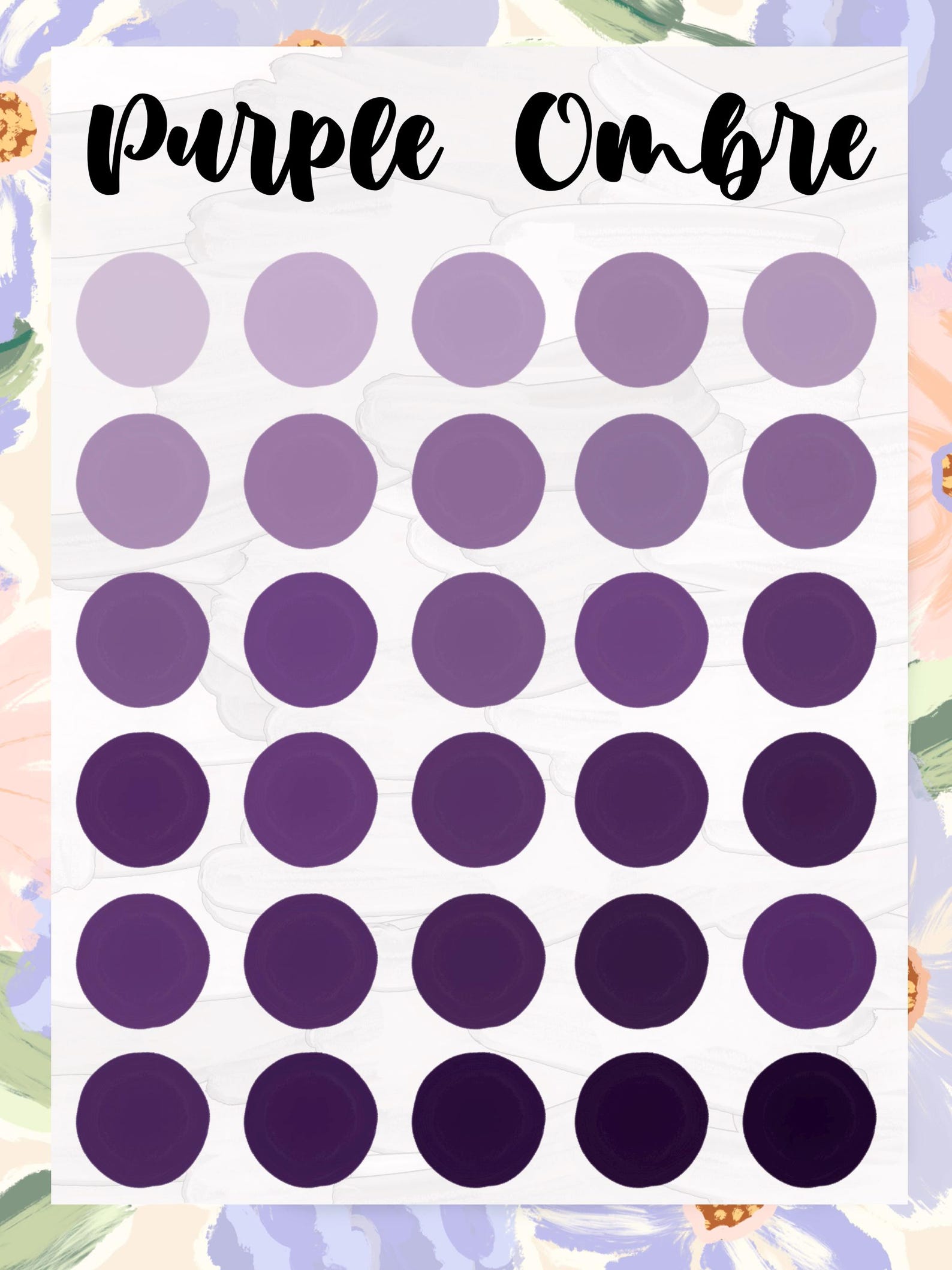 Purple Ombre - Procreate Color Palette, 30 HEX Codes, Good Notes ...