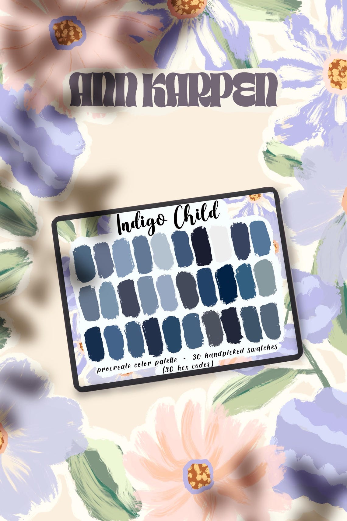 Indigo Child Procreate Palette, 30 HEX Handpicked Colors, Instant ...