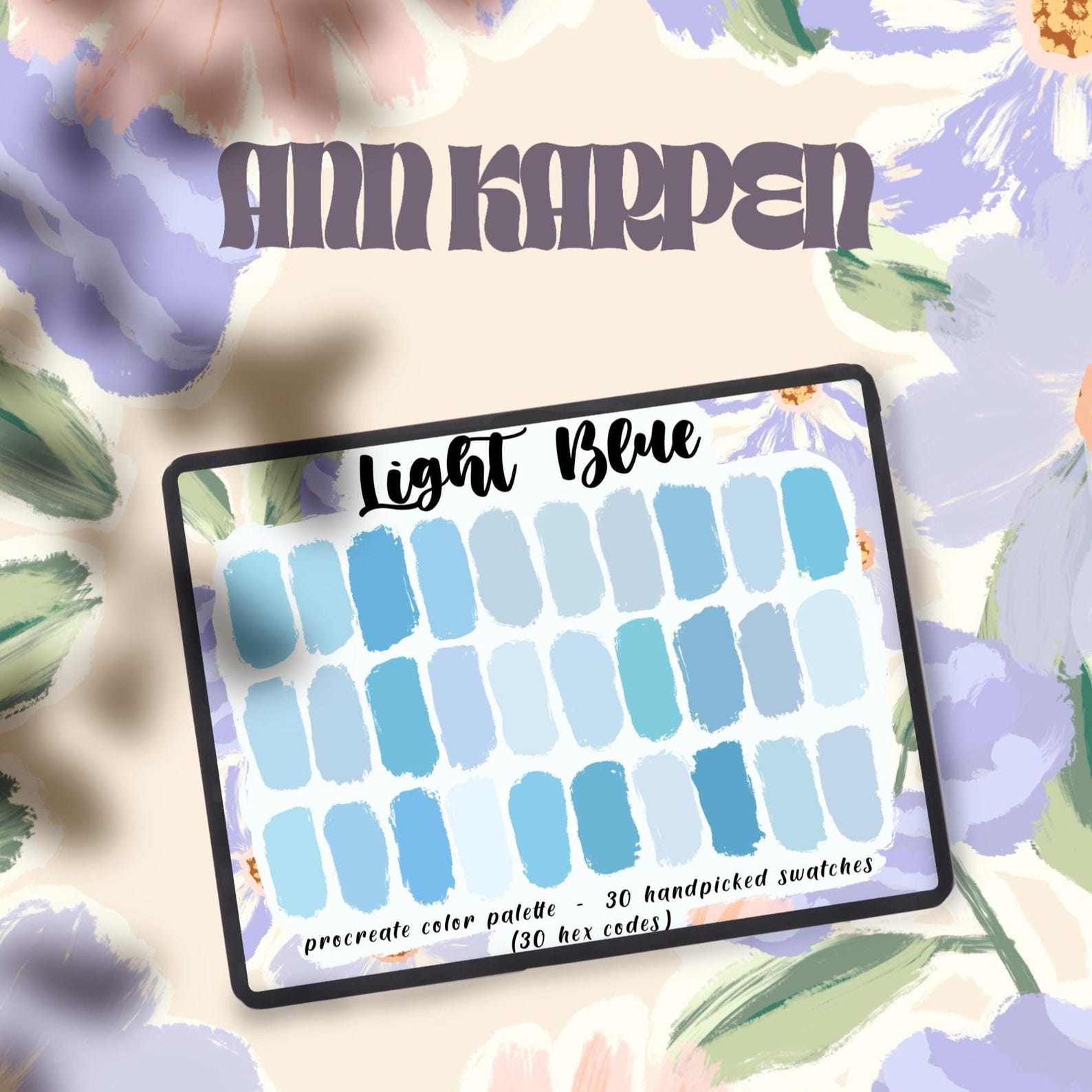 Light Blue - Procreate Palette, 30 Pastel Color Swatches, Digital ...