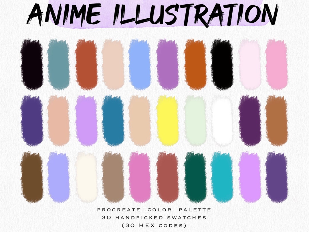 Anime Illustration Procreate Palette 30 HEX Handpicked Colors - Etsy