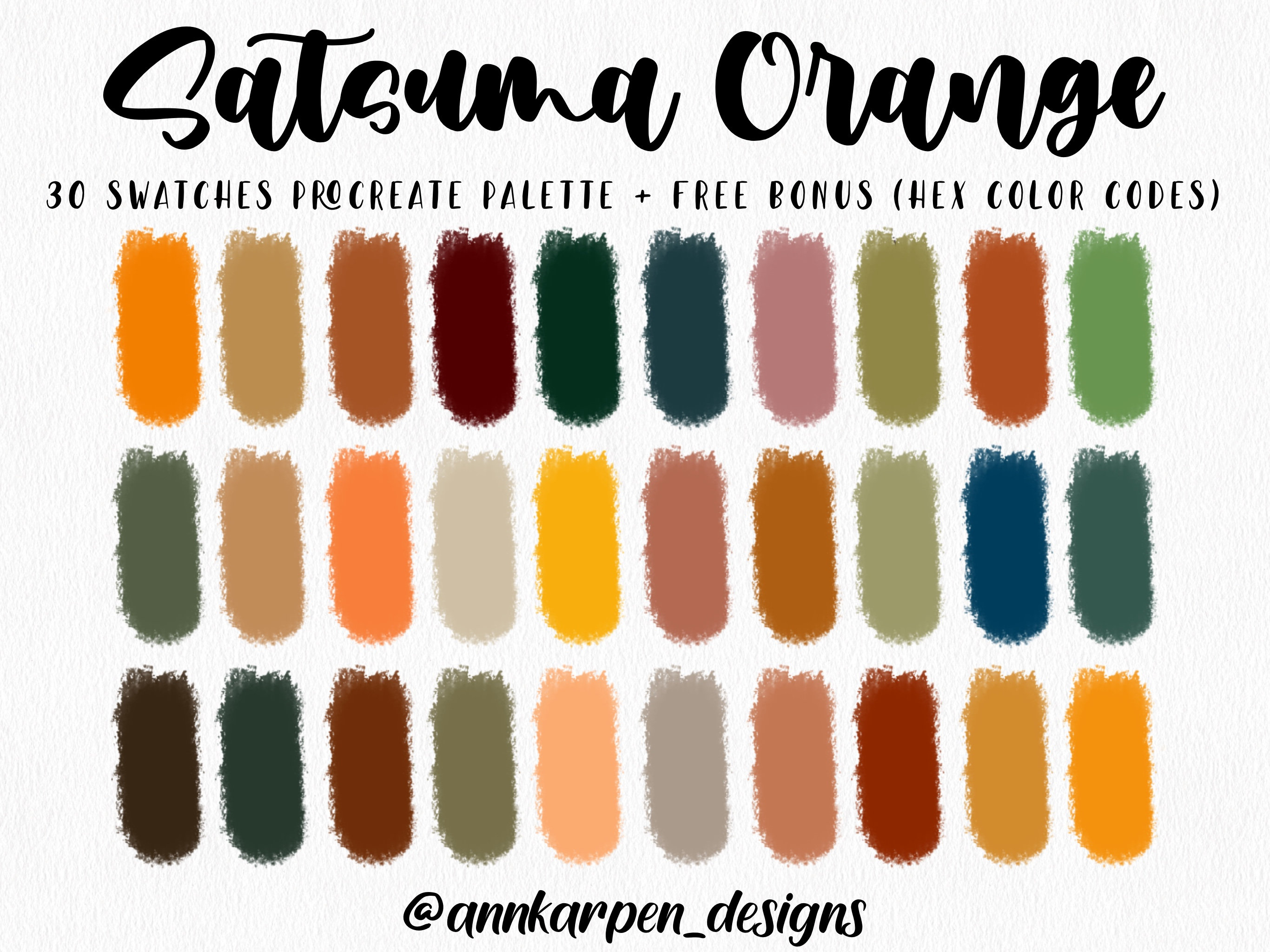 Satsuma Orange Procreate Palette, 30 Colors Palette, Instant Download ...