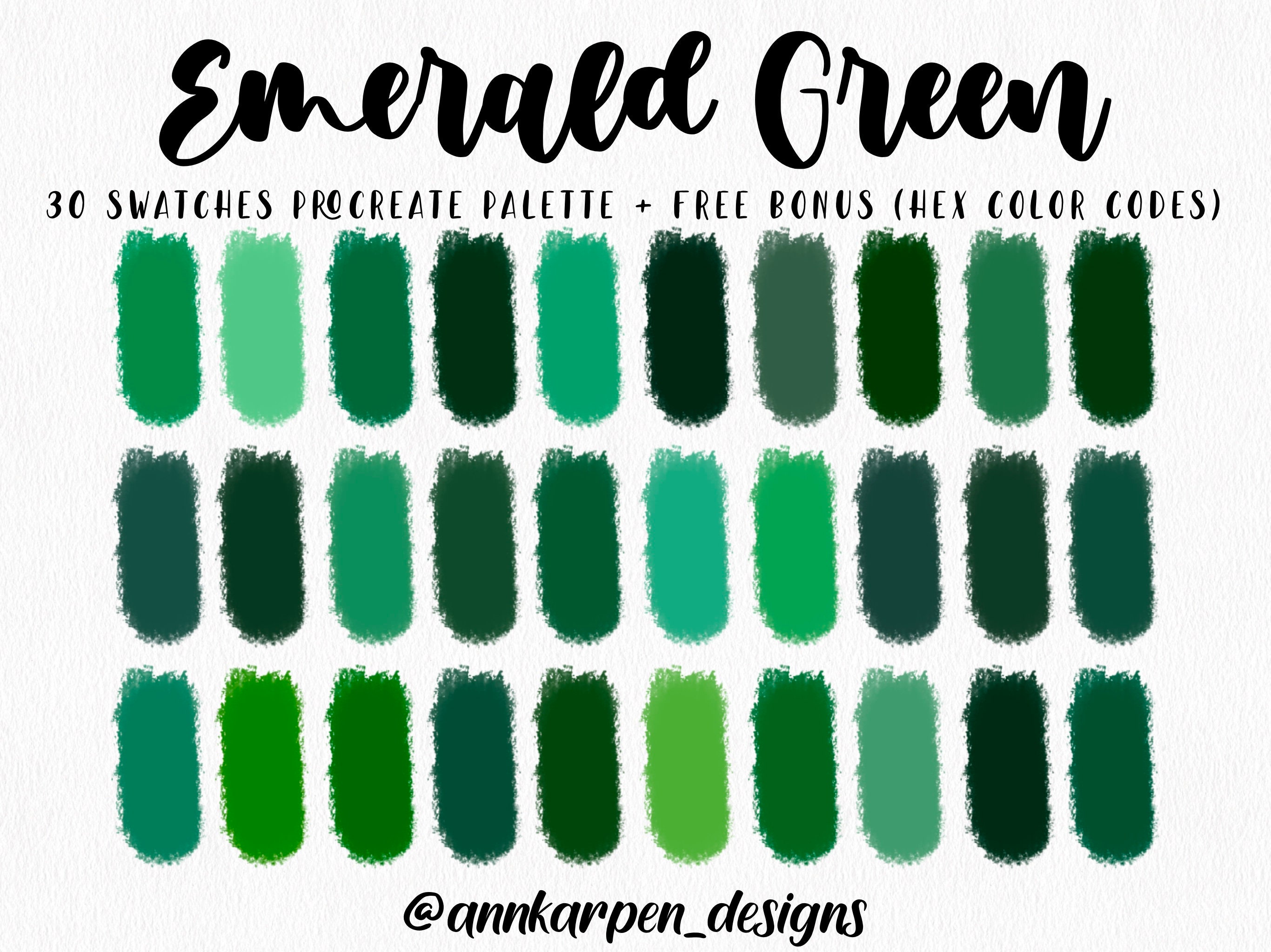 Buy EMERALD PROCREATE Color Palette Hex Codes Green Blue For Online In