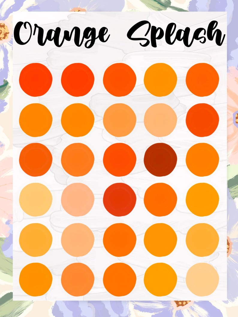 Orange Splash - Procreate Palette, 30 HEX Color Codes, Instant Download ...