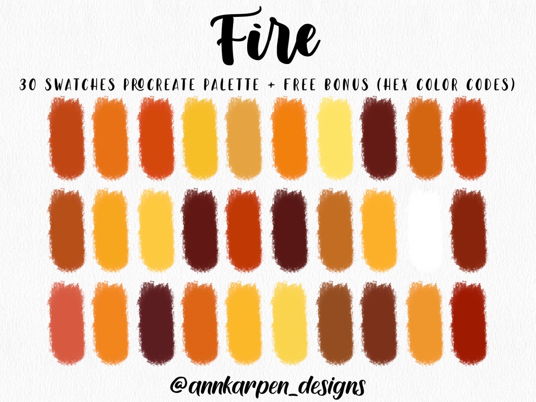 Fire Procreate Palette, 30 HEX Handpicked Colors, Instant Digital ...