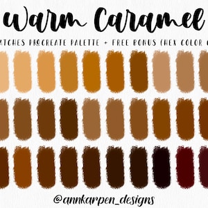 Warm Caramel Procreate Palette, 30 HEX Color Codes, Instant Digital ...
