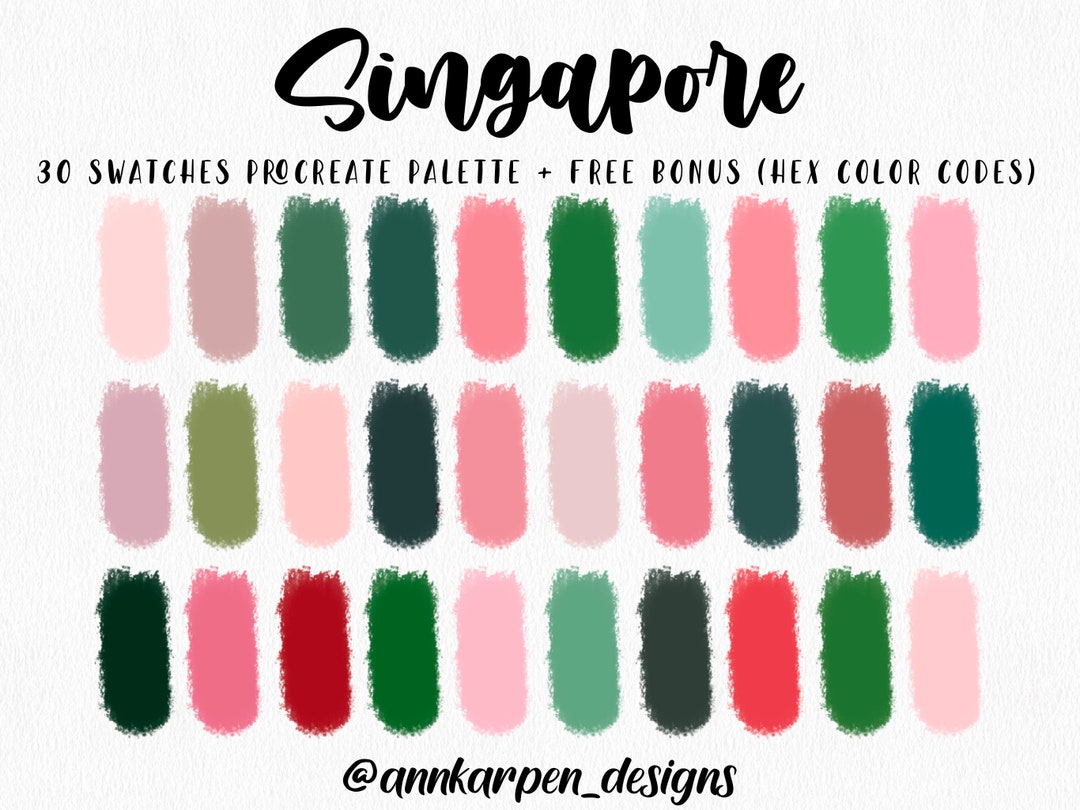 Singapore Procreate Palette, 30 HEX-Farbcodes, Sofortiger digitaler ...