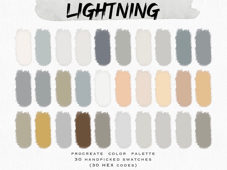 Lightning Procreate Palette 30 HEX Handpicked Colors Instant - Etsy Lightning Procreate Palette 30 HEX Handpicked Colors Instant - Etsy