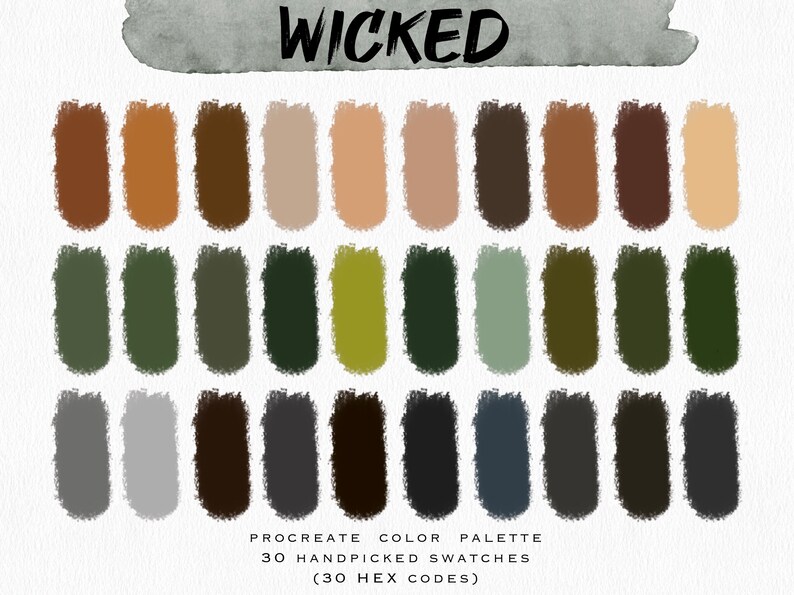Wicked Procreate Palette 30 HEX Codes Handpicked Colors - Etsy Wicked Procreate Palette 30 HEX Codes Handpicked Colors - Etsy