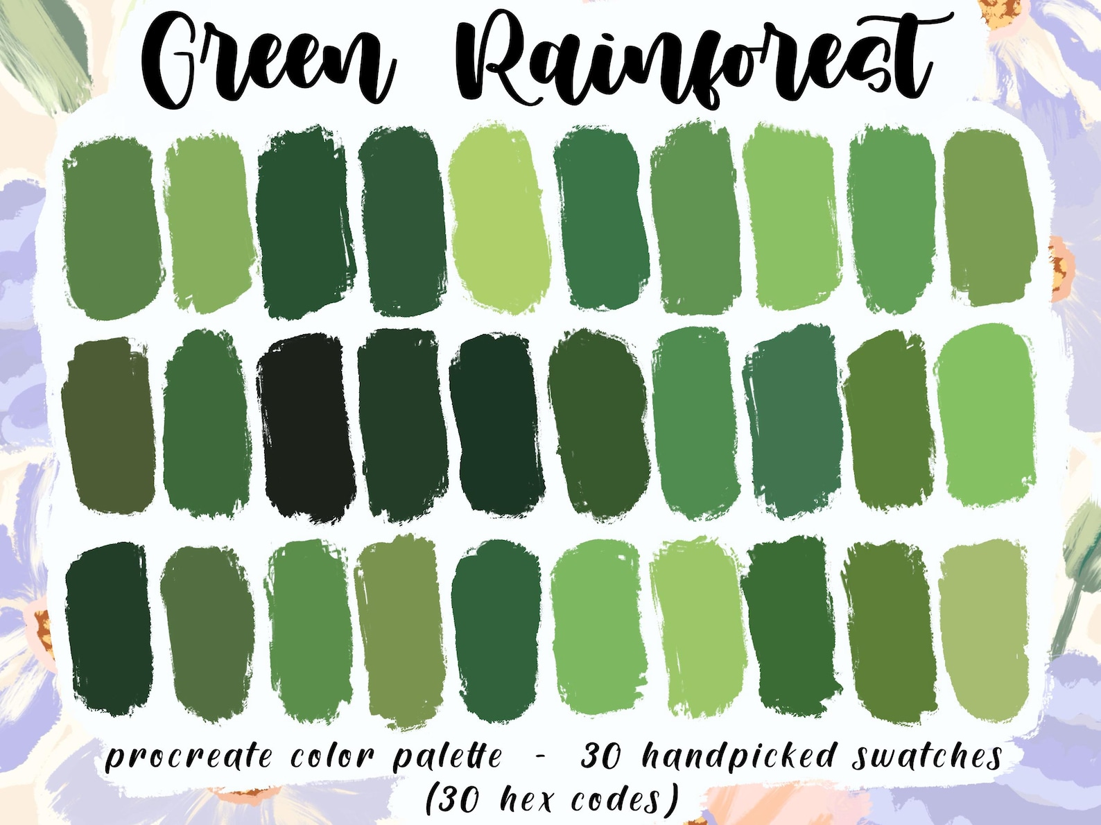 Green Rainforest - Procreate Palette, 30 HEX Codes, Good Notes, Garden ...