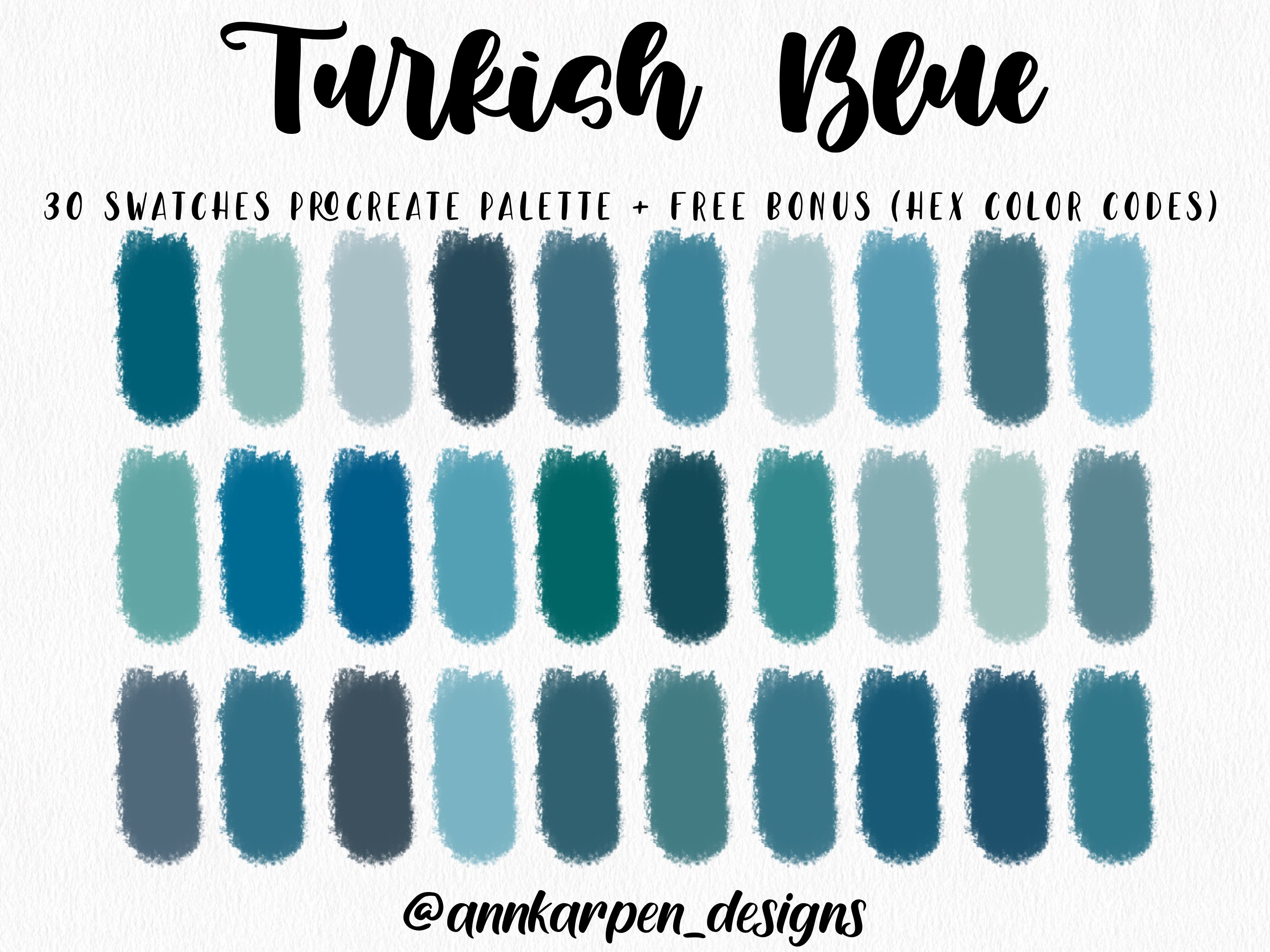 Pacific Ocean Procreate Palette 30 Hex Color Codes Instant Digital