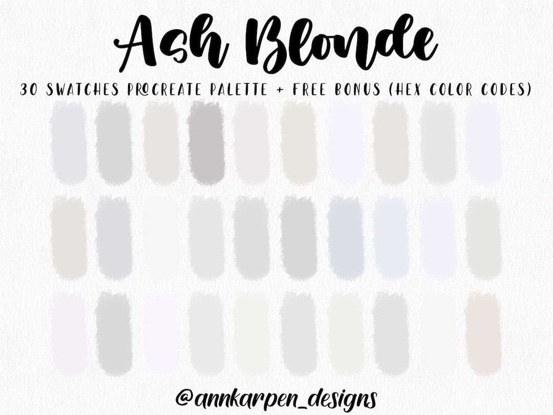 Ash Blonde Procreate Palette, 30 HEX Color Codes, Instant Digital ... Ash Blonde Procreate Palette, 30 HEX Color Codes, Instant Digital ...