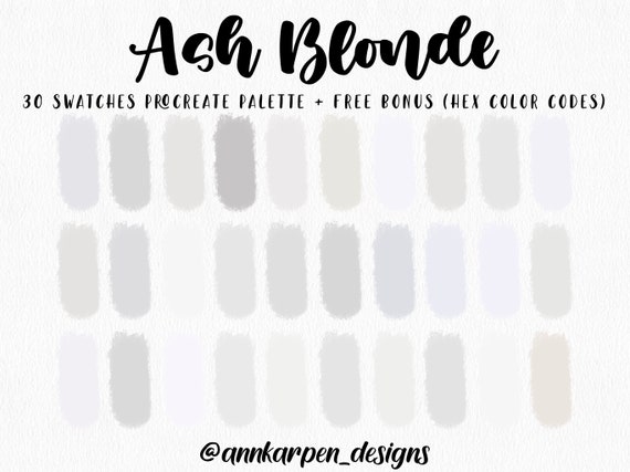 Ash Blonde Procreate Palette 30 HEX Color Codes Instant - Etsy