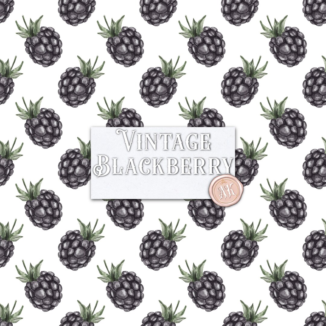 Vintage Blackberry Seamless Pattern, Watercolor Digital Paper ...