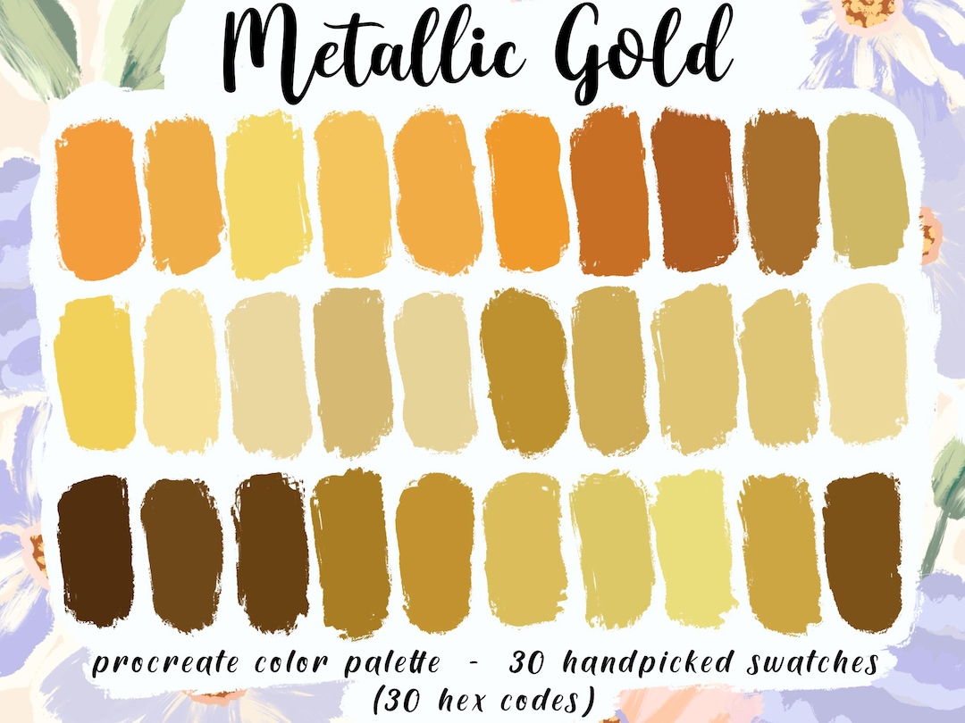 Metallic Gold Procreate Palette, 30 HEX Codes, Instant Download, Metal ...