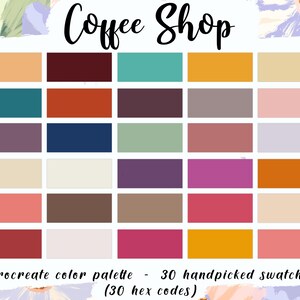 Coffee Shop Procreate Palette, 30 HEX Color Codes, Instant Digital ...