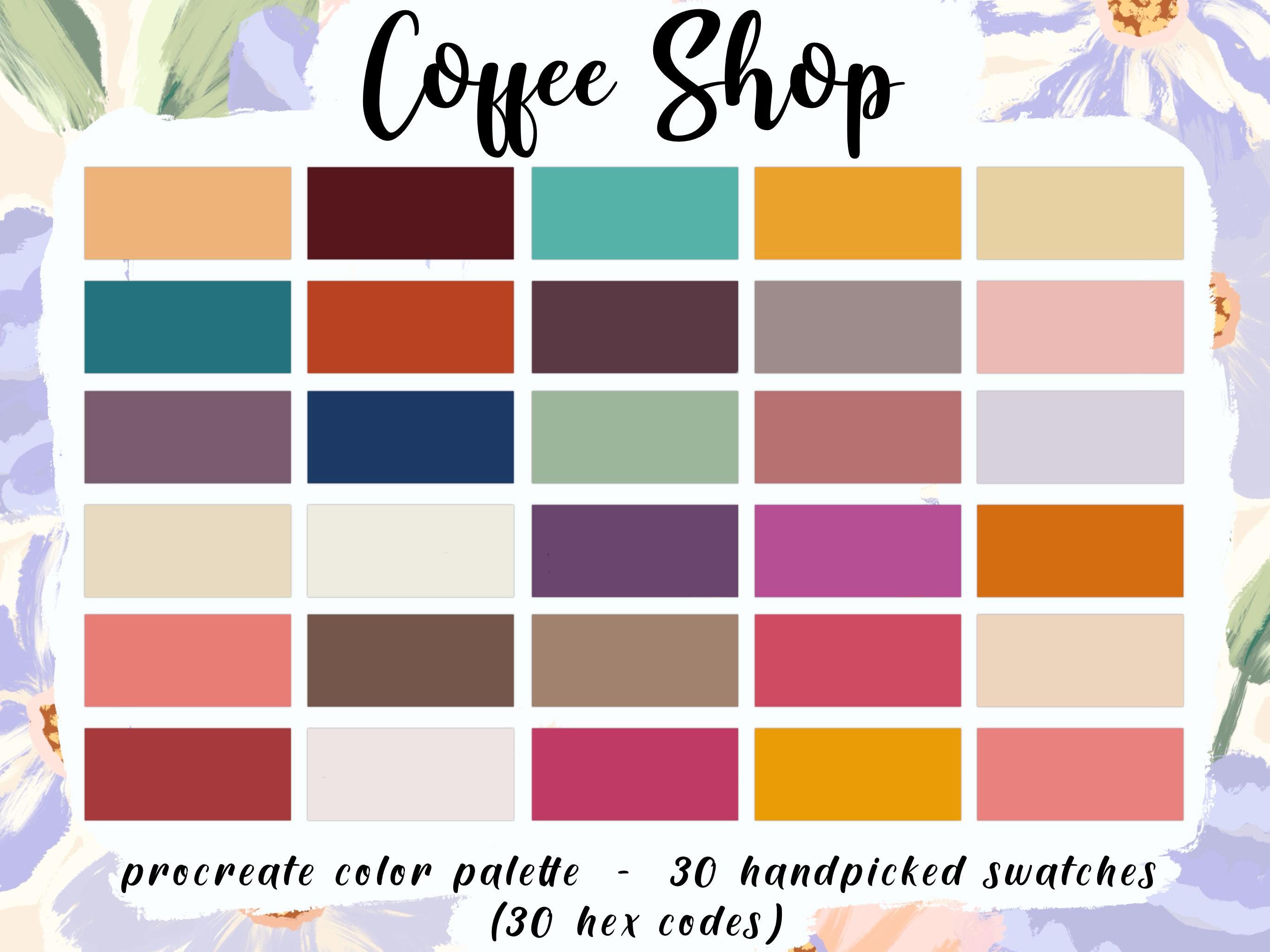 Coffee Shop Procreate Palette, 30 HEX Color Codes, Instant Digital ...