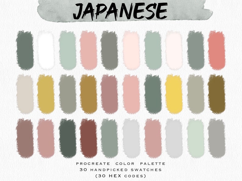 Japanese Procreate Palette 30 HEX Handpicked Colors Instant - Etsy