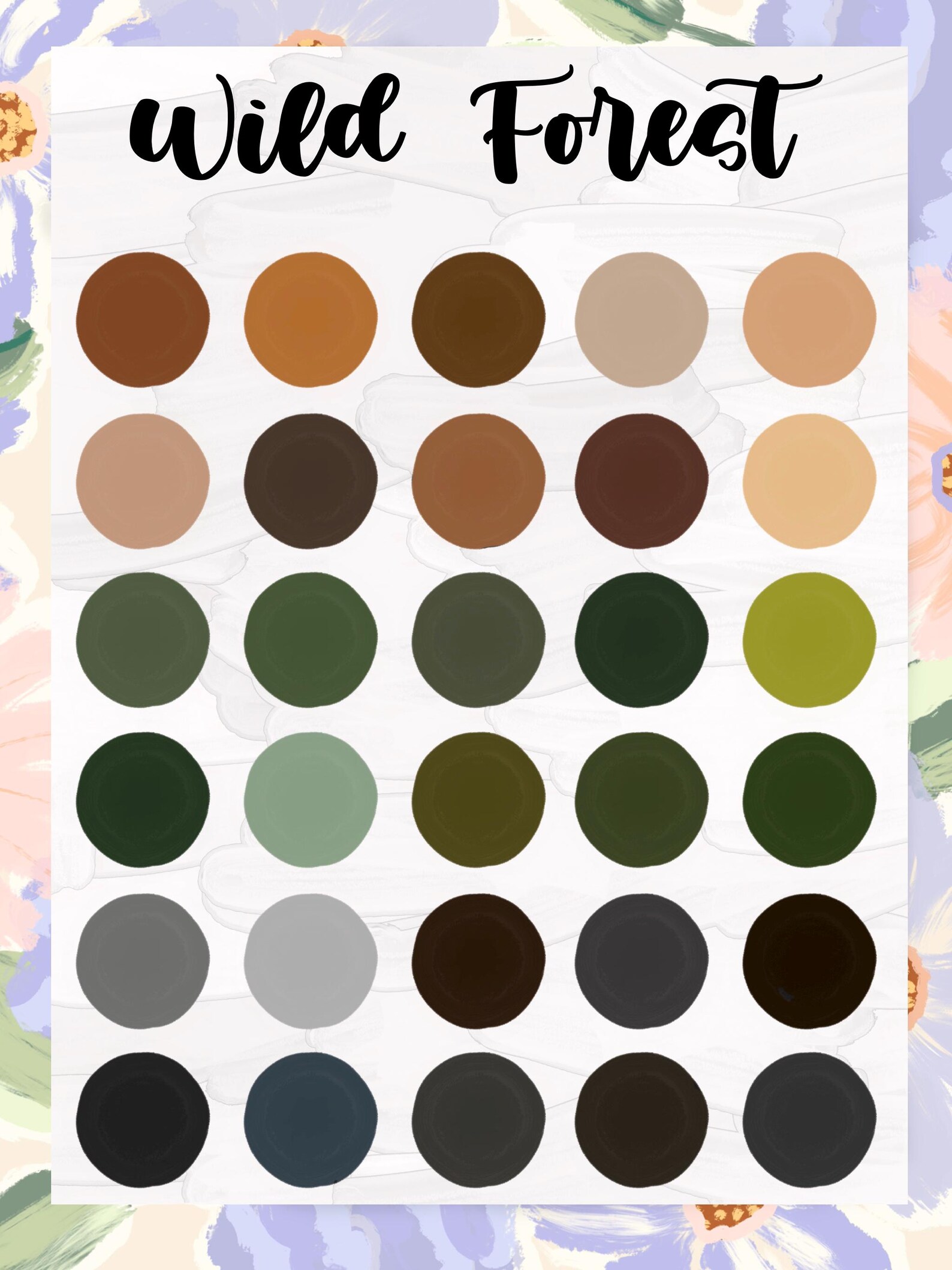Wild Forest Procreate Color Palette: 30 Dark Moody Swatches (digital ...