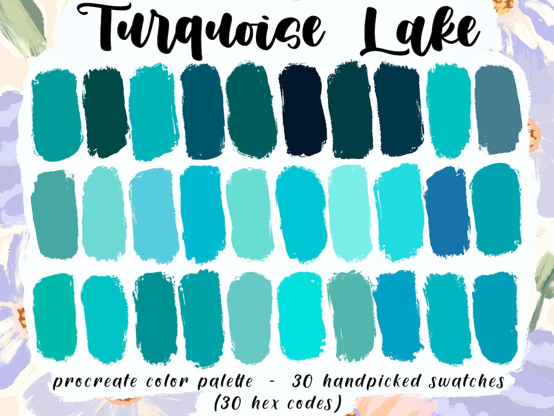 Turquoise Lake - Procreate Palette, 30 HEX Color Codes, Instant ...