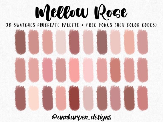 Mellow Rose Procreate Palette 30 HEX Color Codes Instant - Etsy